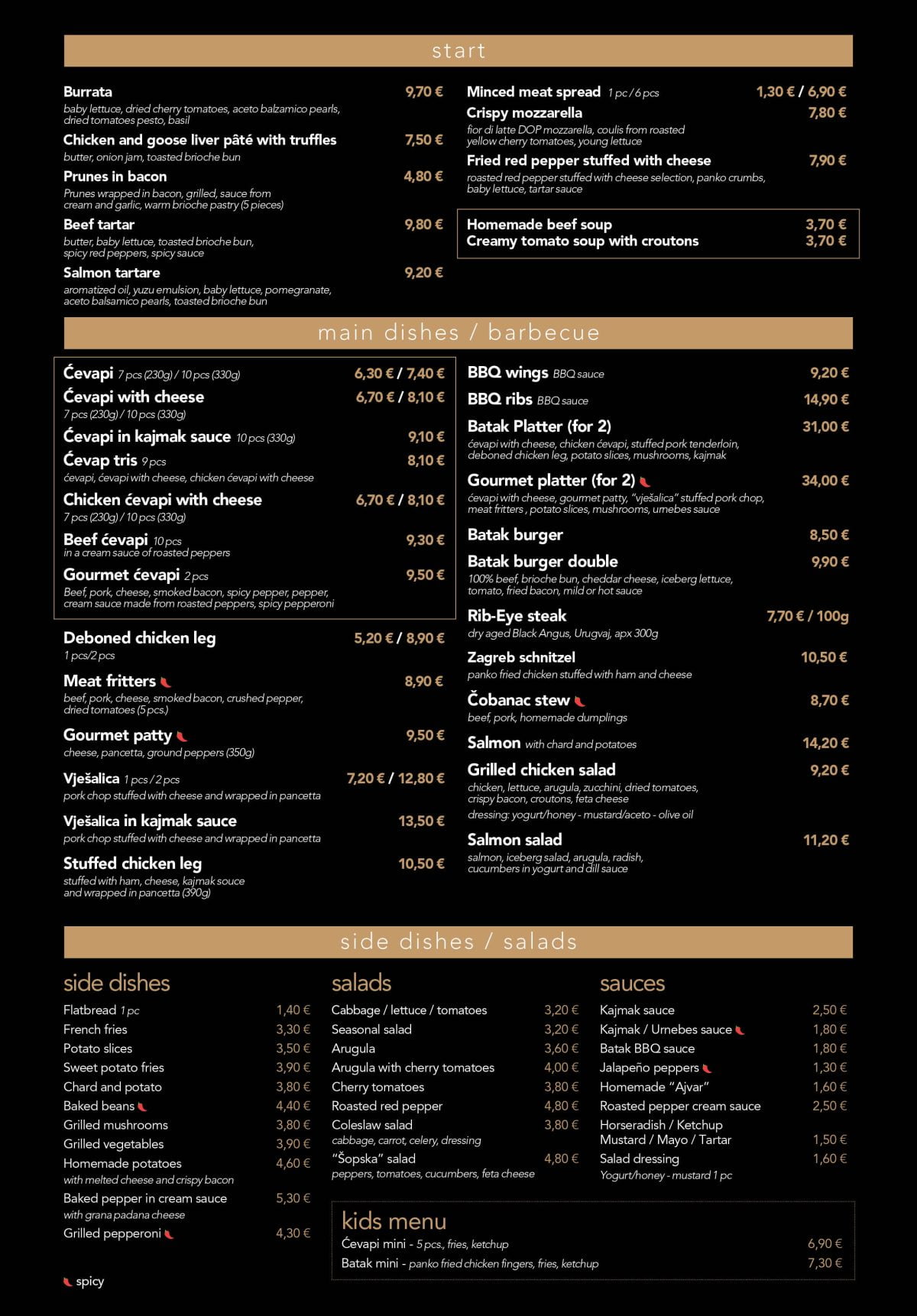 Menu Zagreb English - Batak